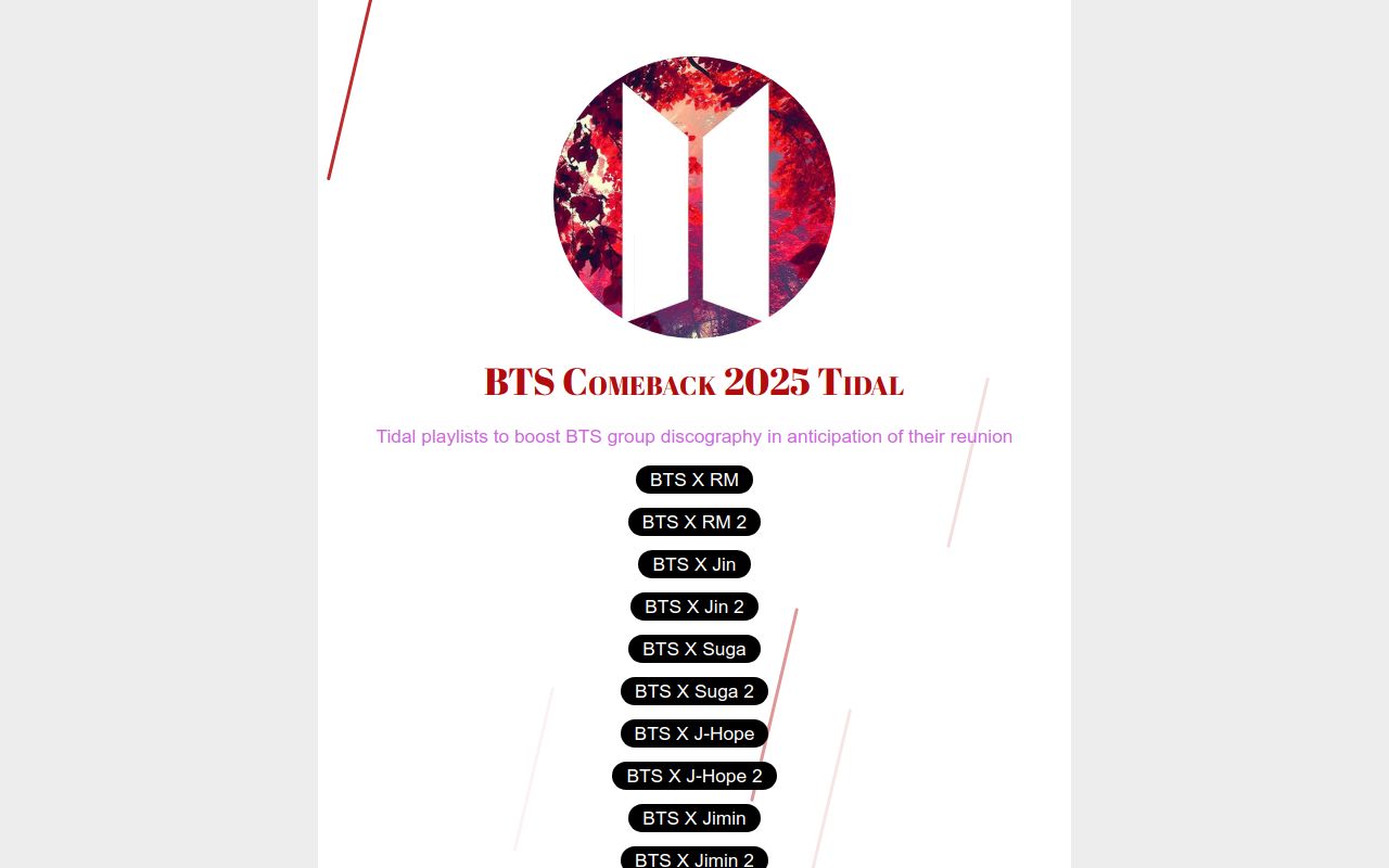BTS Comeback 2025 Tidal